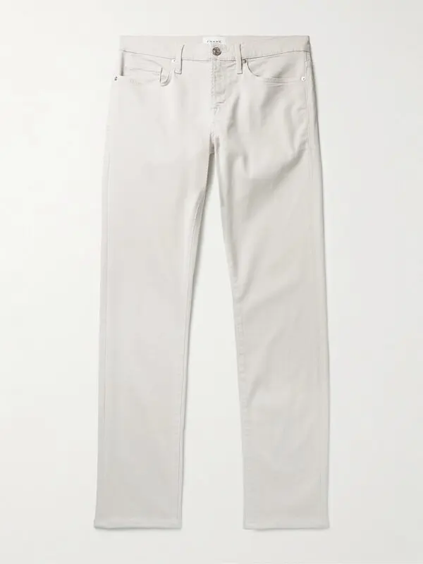 FRAME L'homme Slim-fit Stretch Lyocell-blend Trousers - Neutrals