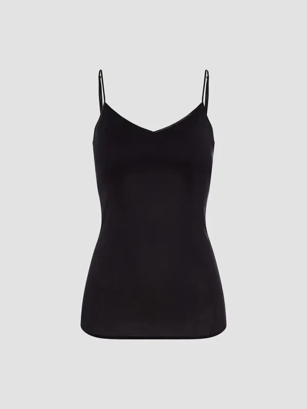 Hanro Seamless & Padded Spaghetti-strap Cotton Cami - Black
