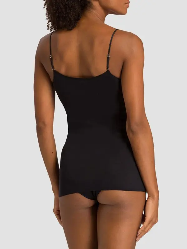 Hanro Seamless & Padded Spaghetti-strap Cotton Cami - Black