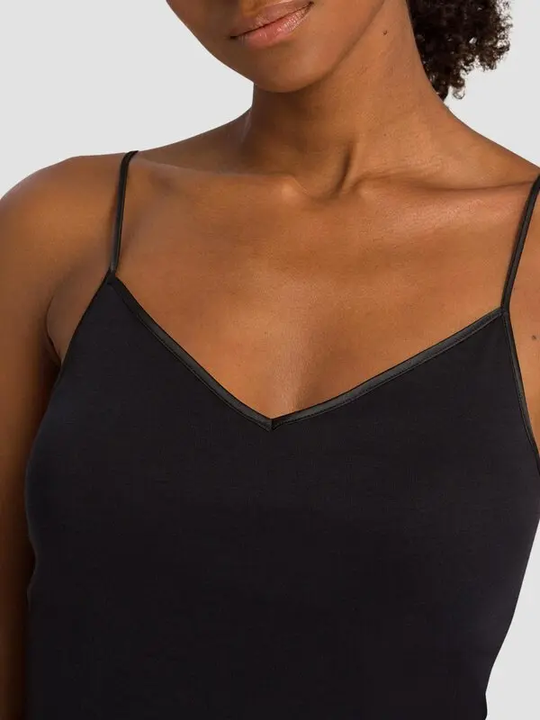 Hanro Seamless & Padded Spaghetti-strap Cotton Cami - Black