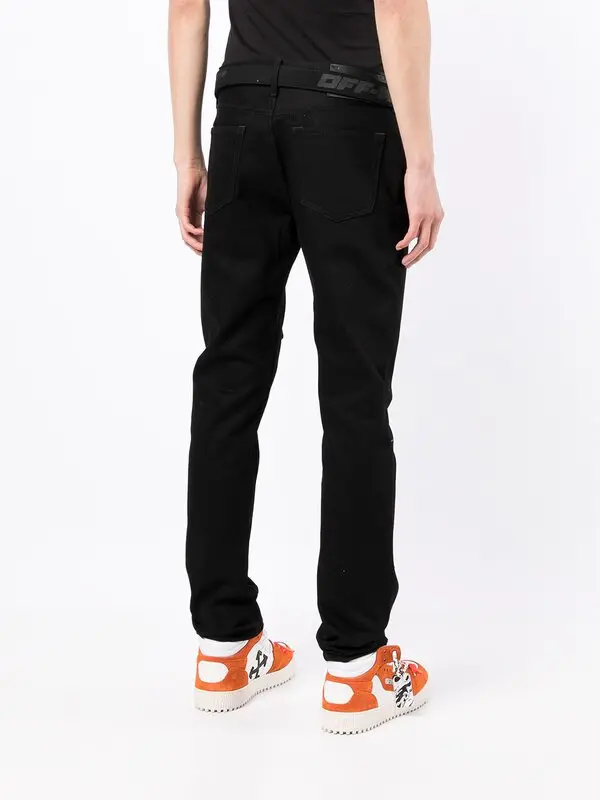 Off-White Skinny Jeans With Belt - Black