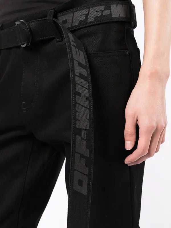Off-White Skinny Jeans With Belt - Black