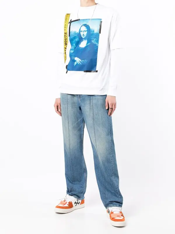 Off-White Monalisa-print Long-sleeve Cotton T-shirt - White