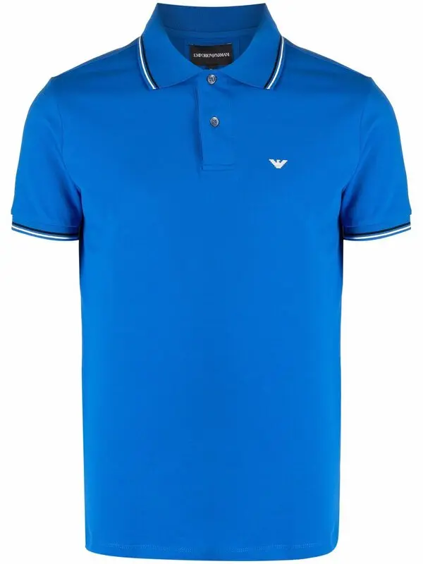 Emporio Armani Logo-embroidered Polo Shirt - Blue
