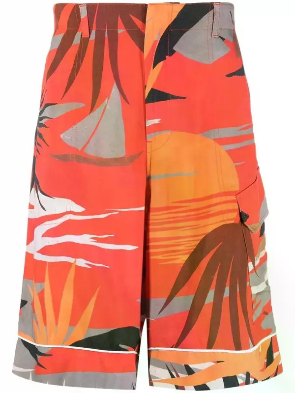 Palm Angels Graphic-print Cargo Shorts - Orange