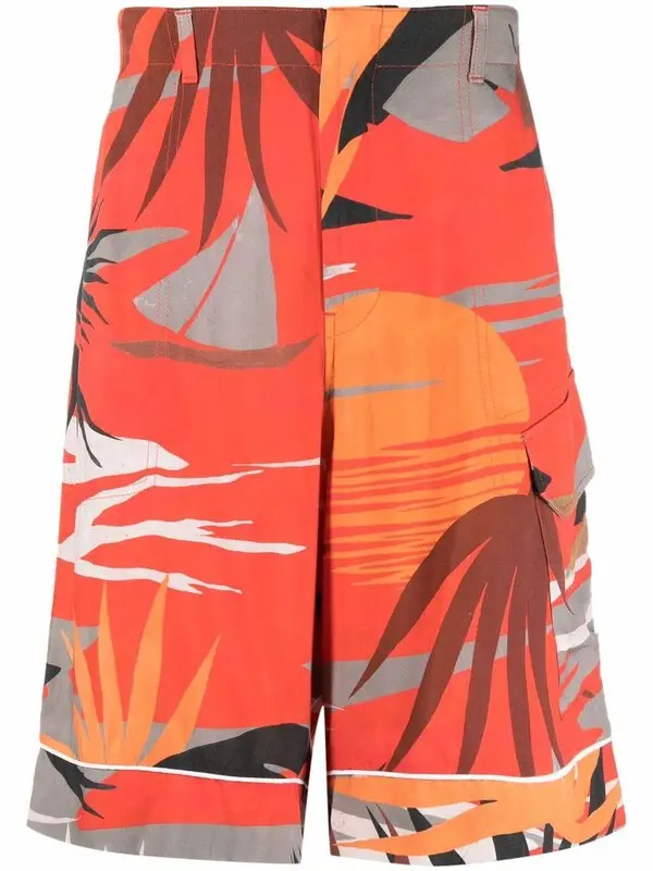 Palm Angels Graphic-print Cargo Shorts - Red