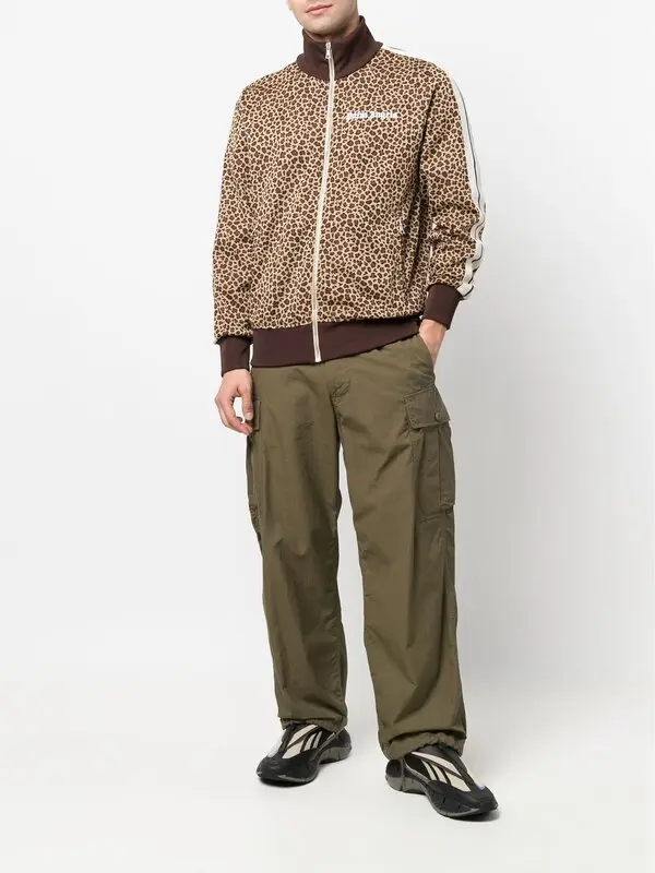 Palm Angels Leopard Jacquard Zipped Jacket - Neutrals
