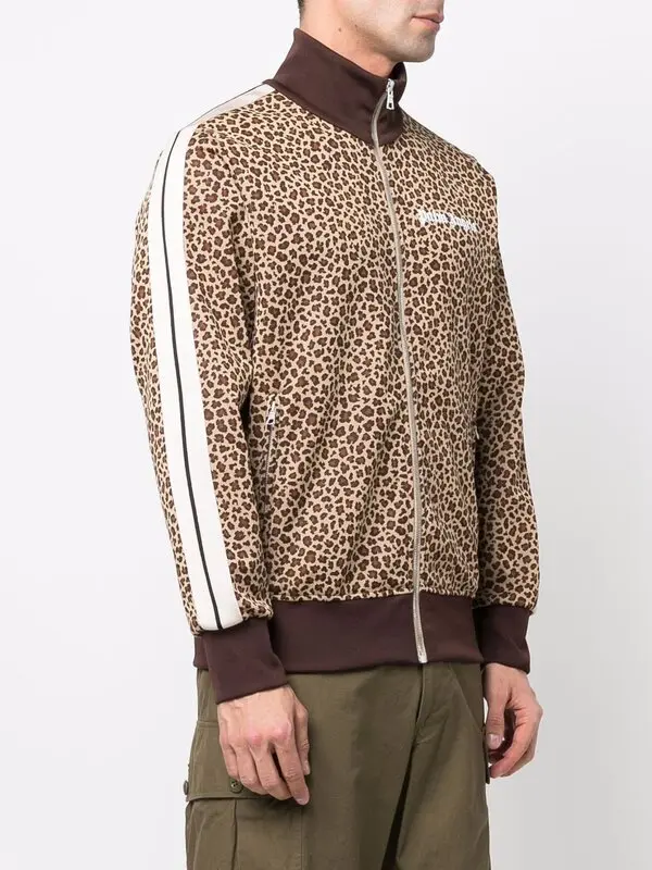 Palm Angels Leopard Jacquard Zipped Jacket - Neutrals