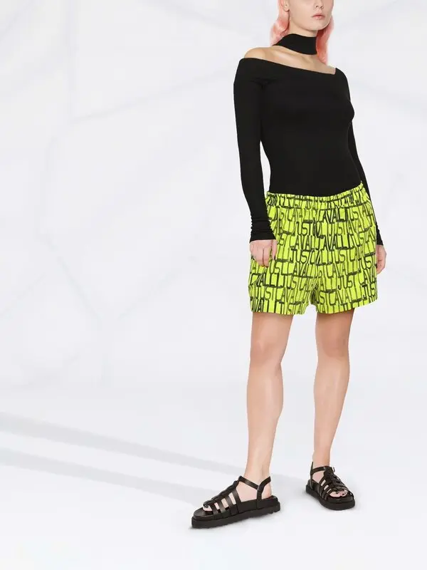 Just Cavalli All-over Logo Print Cotton Shorts