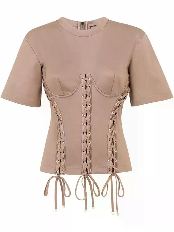 Dolce & Gabbana Eyelet-detail Corset T-shirt - Brown