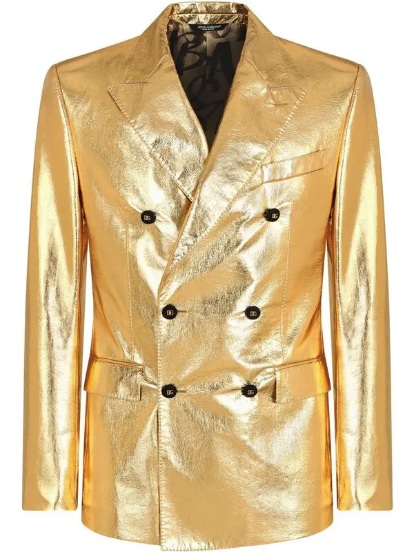 Dolce & Gabbana Metallic Double-breasted Blazer - Gold