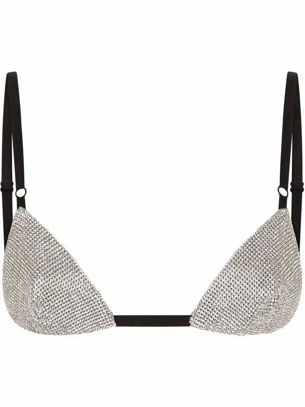Dolce & Gabbana Crystal Mesh Triangle Bra - Grey