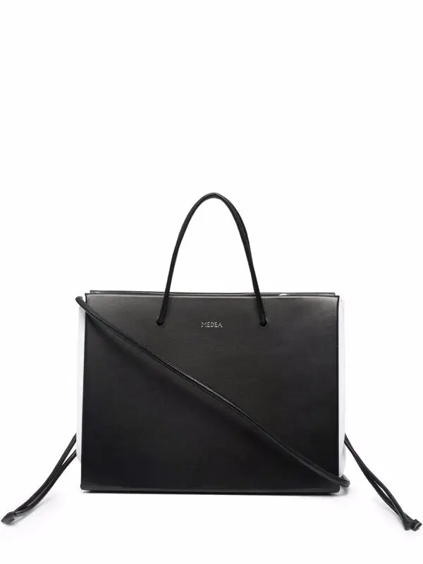 Medea Vitello Leather Tote - Black