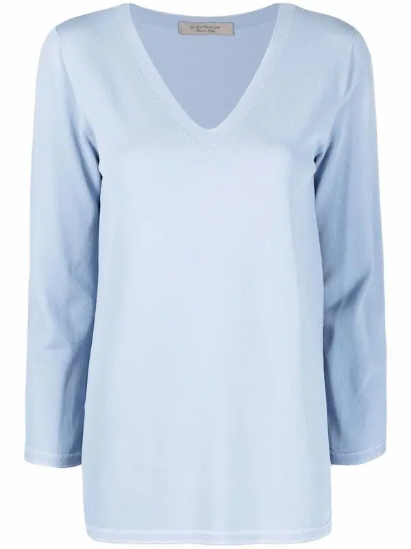 D.exterior V-neck Cropped-sleeve Jumper
