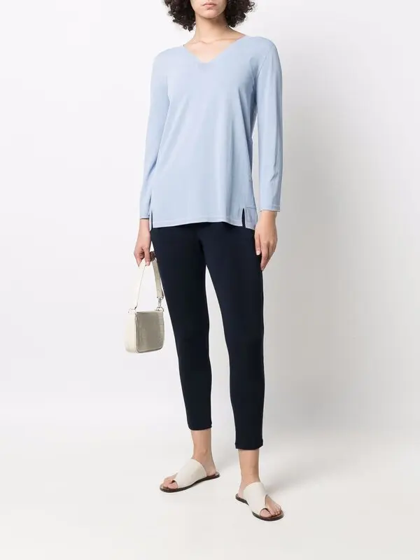 D.exterior V-neck Cropped-sleeve Jumper