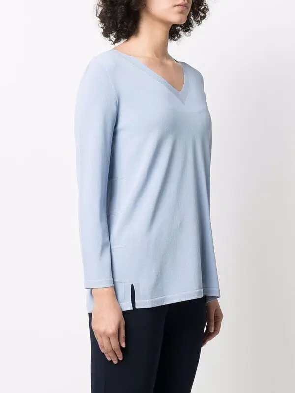 D.exterior V-neck Cropped-sleeve Jumper