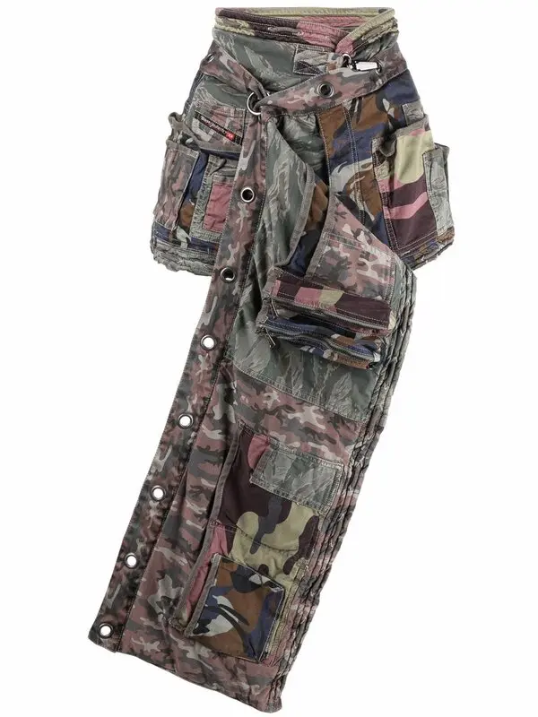 DIESEL® Draped Camouflage-patchwork Skirt