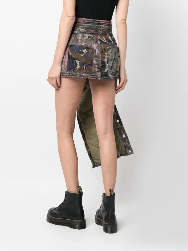 DIESEL® Draped Camouflage-patchwork Skirt