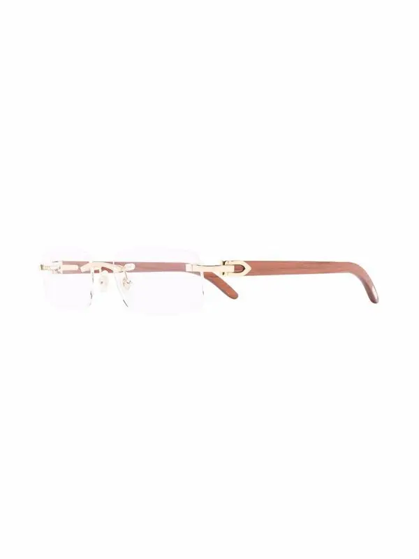 Cartier Rimless Square-frame Glasses - Brown