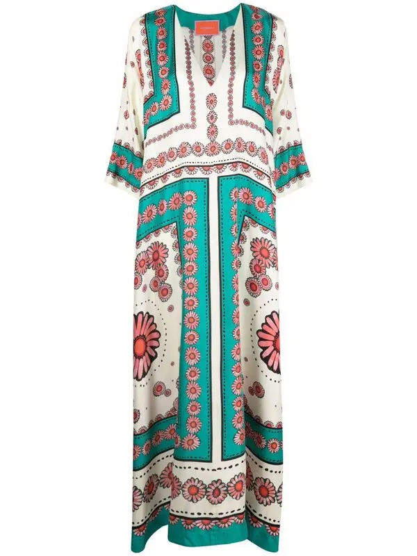 La DoubleJ Muumuu Floral-print Dress - Green