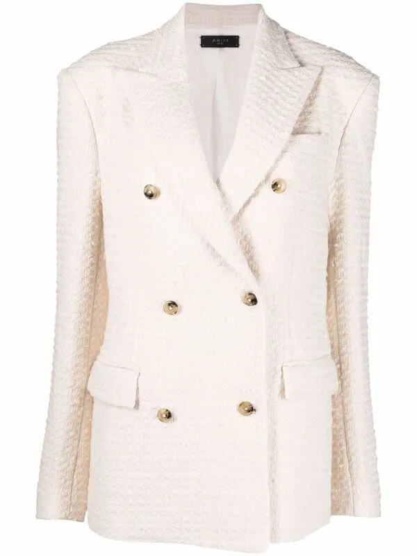 Amiri Knitted Double-breasted Blazer - Neutrals