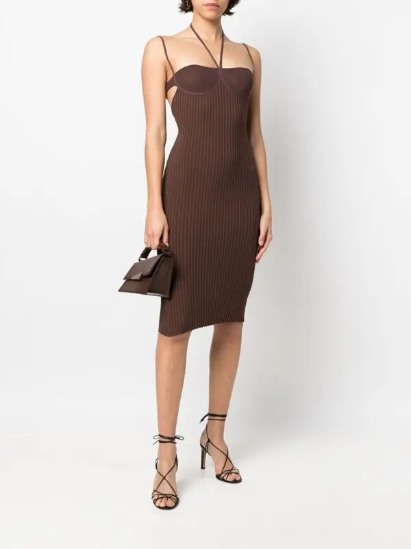 ANDREĀDAMO Halterneck Fitted Dress