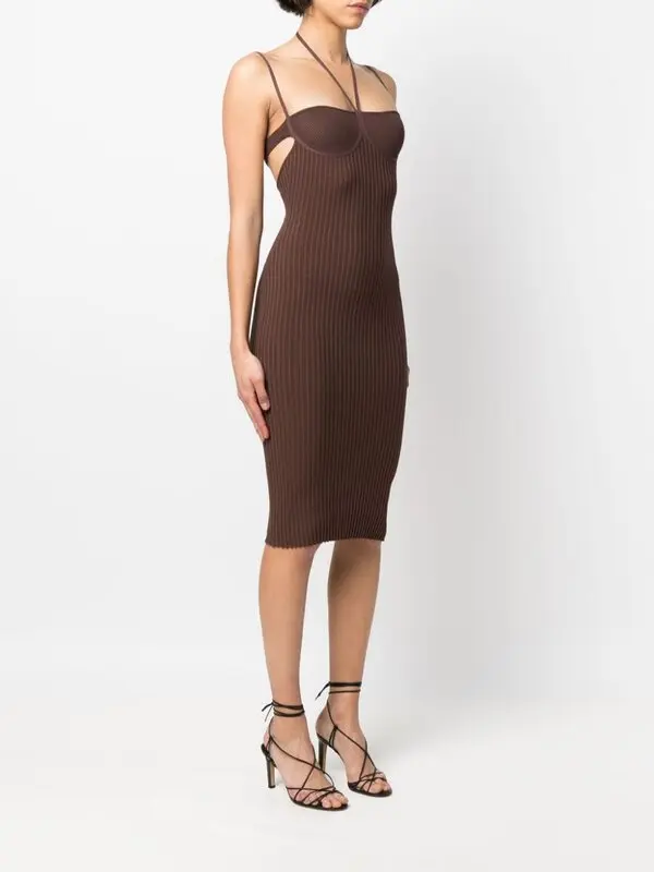 ANDREĀDAMO Halterneck Fitted Dress