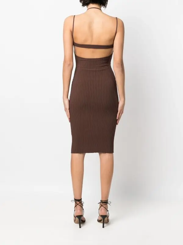 ANDREĀDAMO Halterneck Fitted Dress