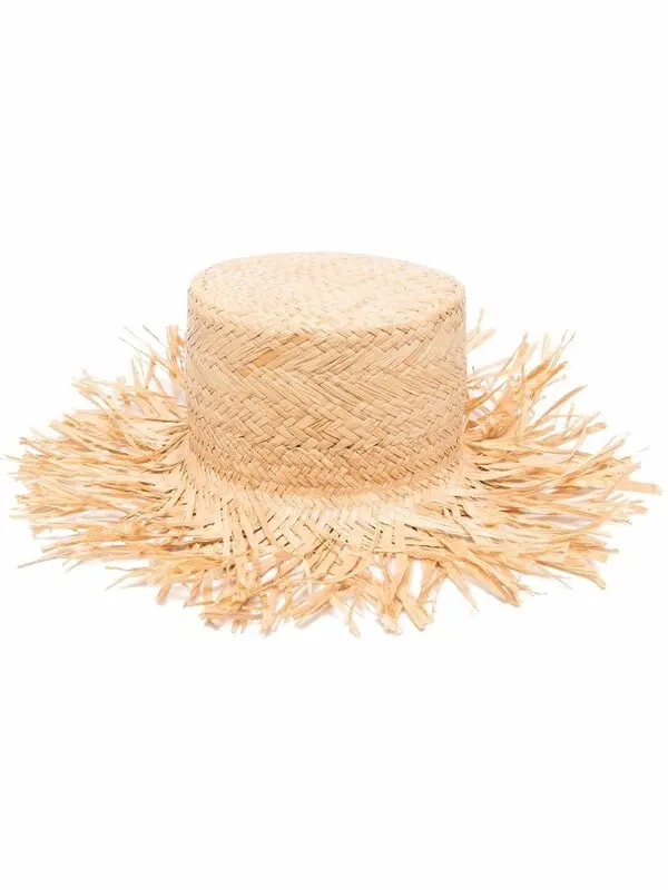 Red Valentino Flat Crown Straw Hat - Neutrals