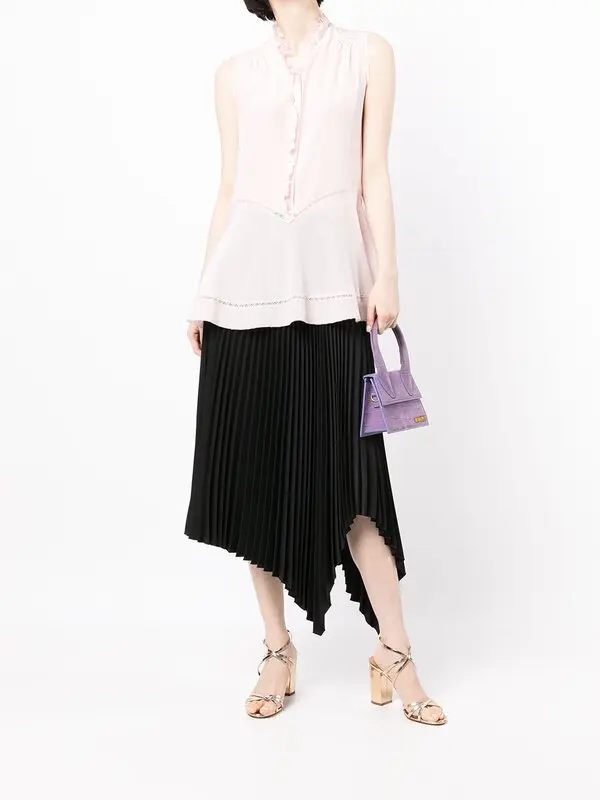 Shiatzy Chen Silk Ruffle-detail Sleeveless Blouse - Pink