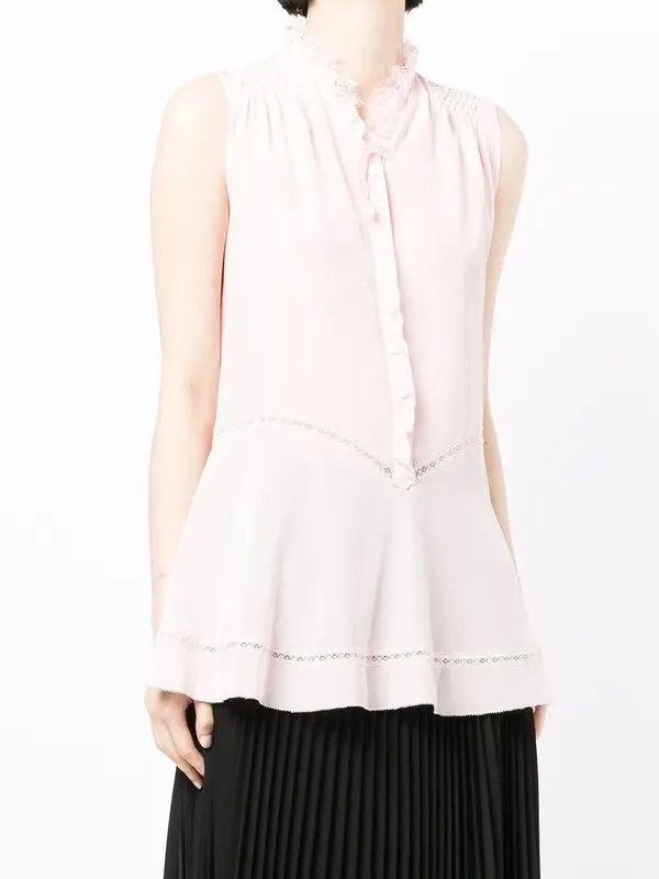 Shiatzy Chen Silk Ruffle-detail Sleeveless Blouse - Pink