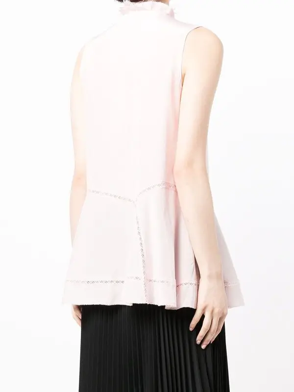 Shiatzy Chen Silk Ruffle-detail Sleeveless Blouse - Pink