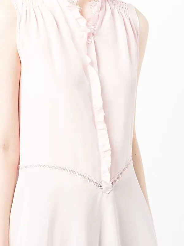 Shiatzy Chen Silk Ruffle-detail Sleeveless Blouse - Pink
