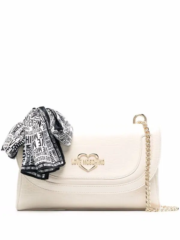 Moschino Crocodile-effect Faux-leather Shoulder Bag - Neutrals