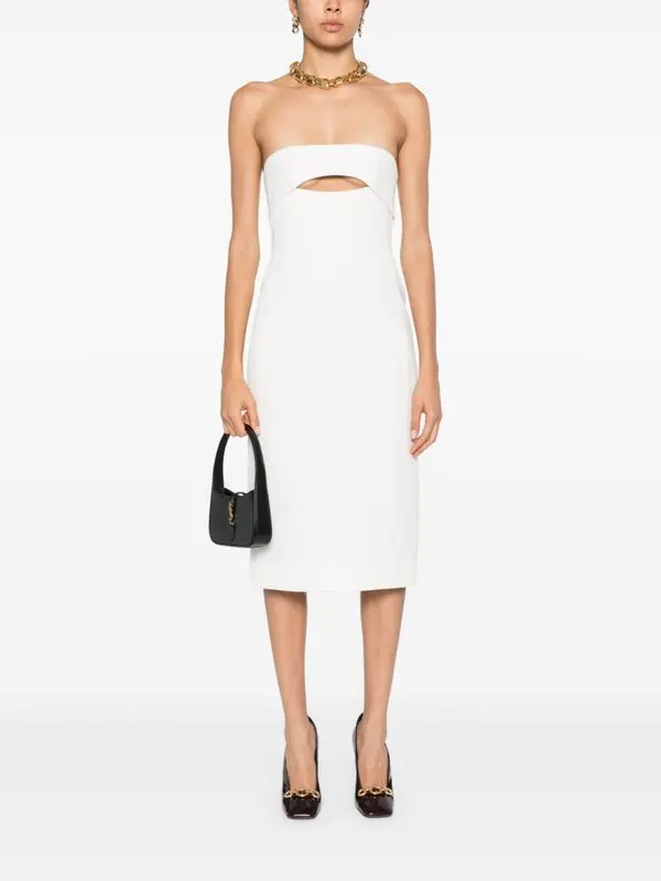 Saint Laurent Silk Strapless Midi Dress