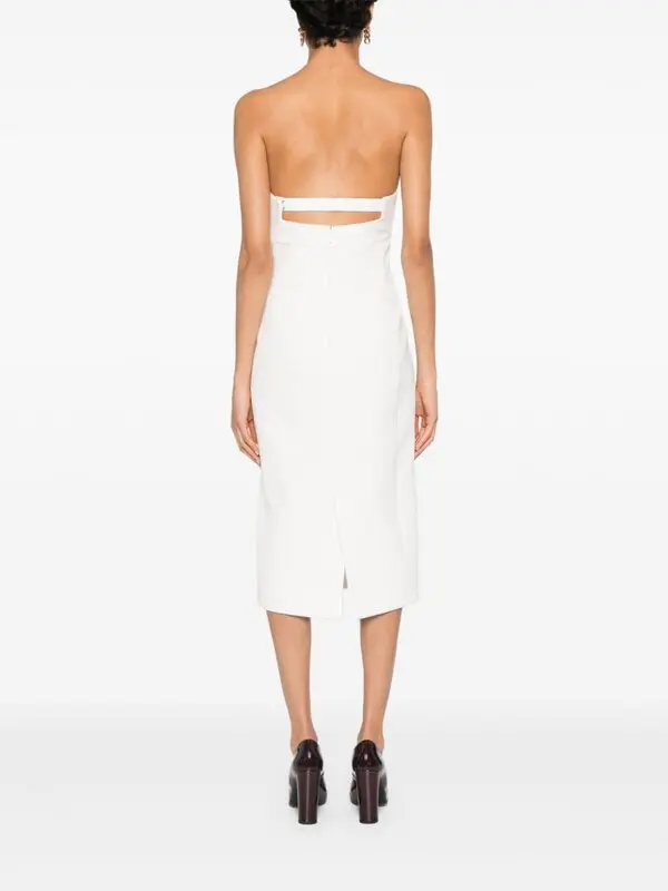 Saint Laurent Silk Strapless Midi Dress
