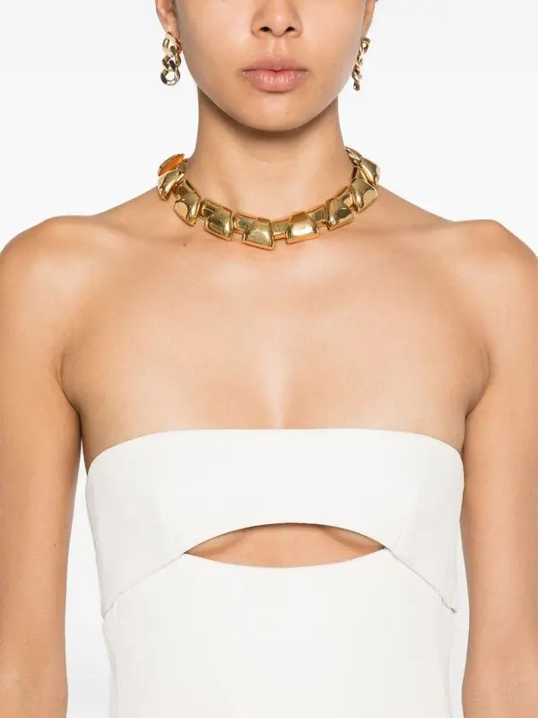 Saint Laurent Silk Strapless Midi Dress
