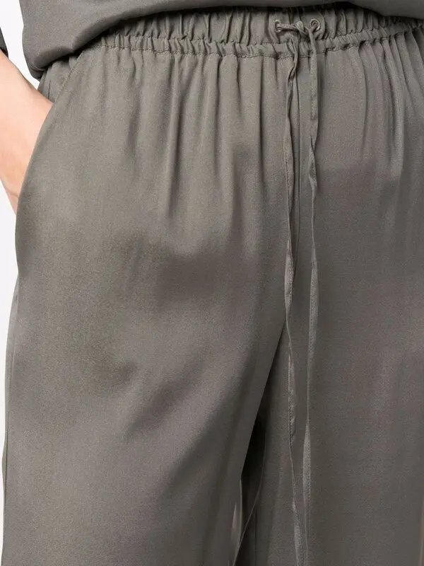 PAULA Drawstring Straight-leg Trousers - Green