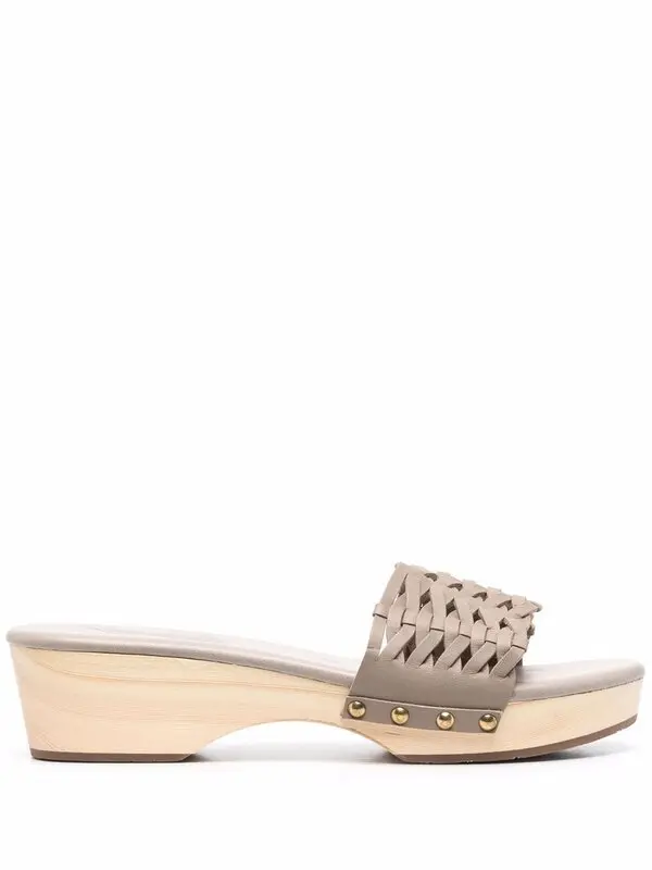 ANCIENT GREEK SANDALS Interwoven Leather Clogs - Grey