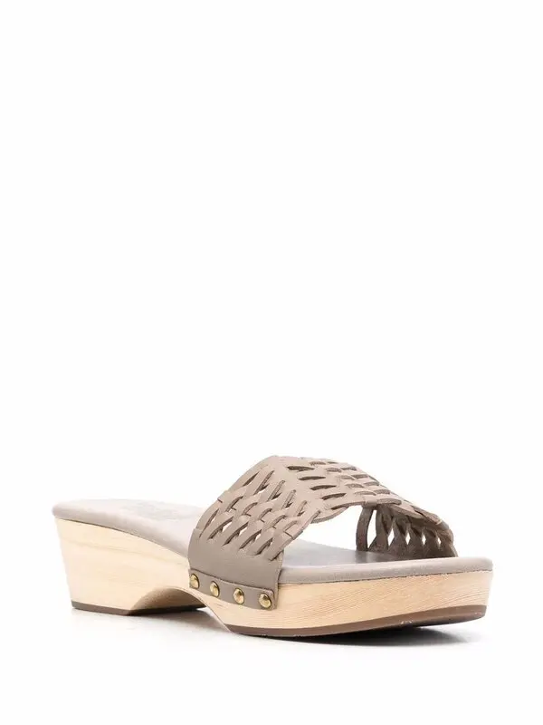 ANCIENT GREEK SANDALS Interwoven Leather Clogs - Grey