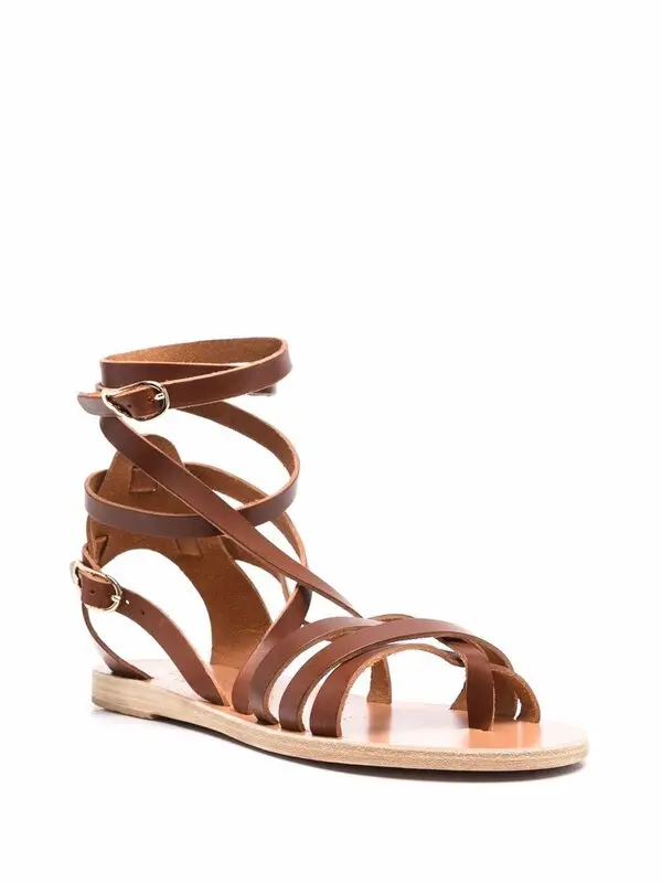 ANCIENT GREEK SANDALS Satira Gladiator Leather Sandals - Brown
