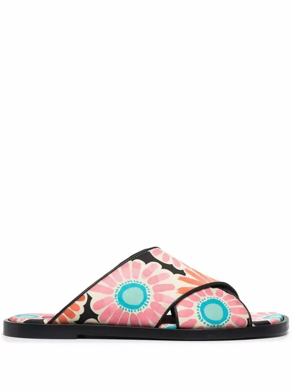 La DoubleJ Daisy-print Sandals