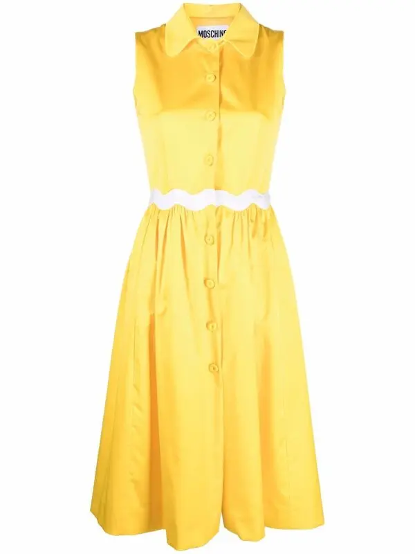 Moschino Belted Button-up Midi Dress - Yellow