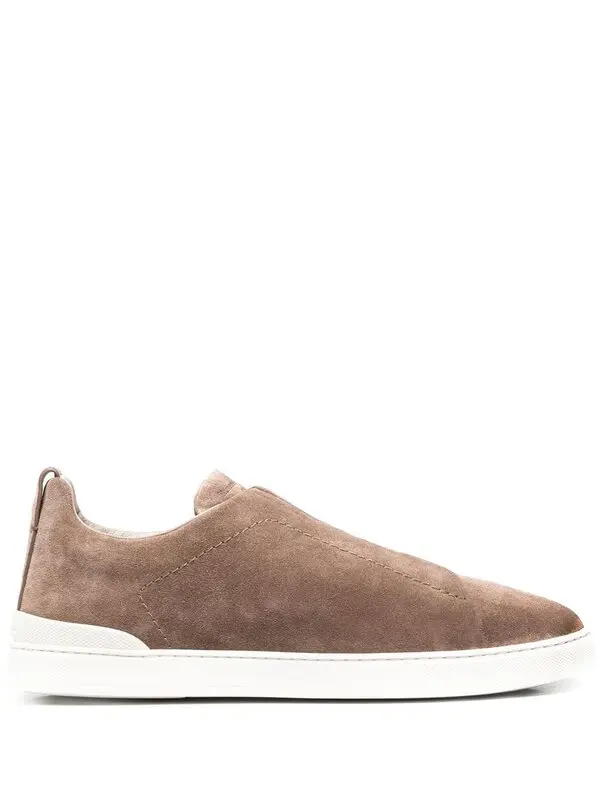 Zegna Triple Stitch Slip-on Sneakers - Brown