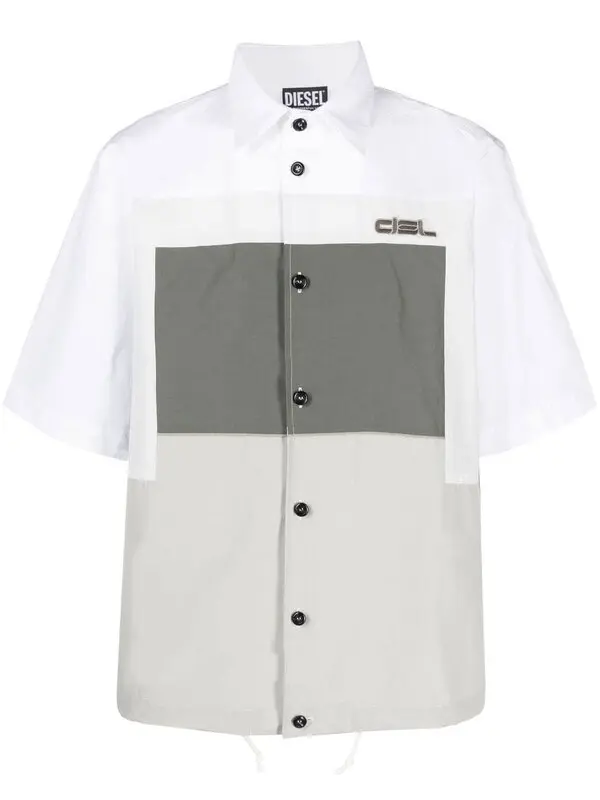 DIESEL® Embroidered-logo Colour-block Shirt - White