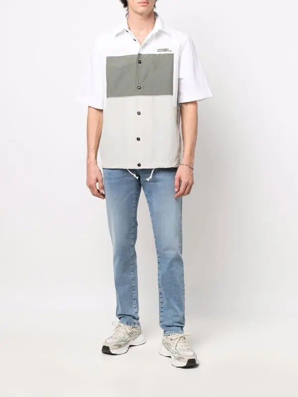 DIESEL® Embroidered-logo Colour-block Shirt