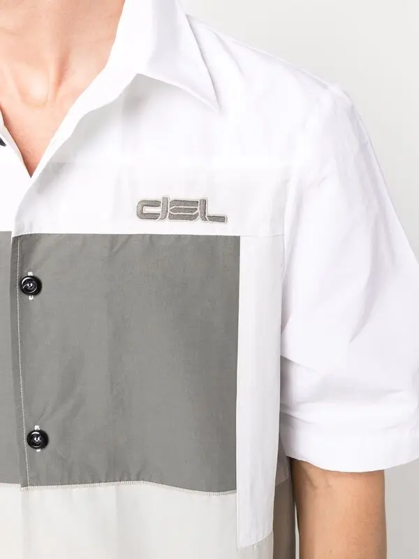 DIESEL® Embroidered-logo Colour-block Shirt