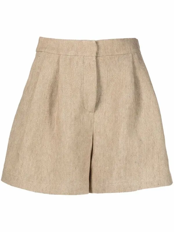 Alberta Ferretti High-waist Linen Shorts