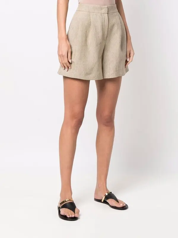 Alberta Ferretti High-waist Linen Shorts