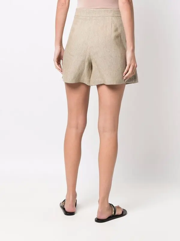 Alberta Ferretti High-waist Linen Shorts